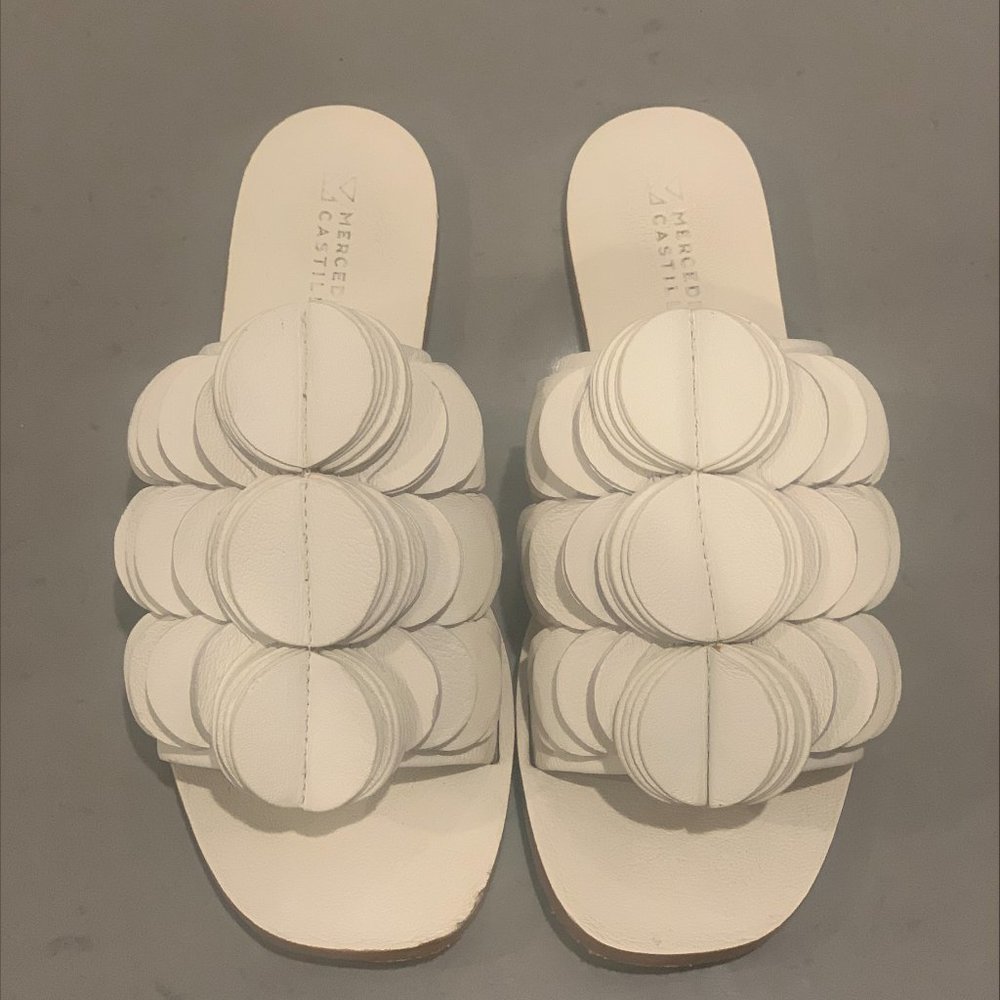 Mercedes Castillo Leather Sandal - White- Size 38 1/2 - Gem
